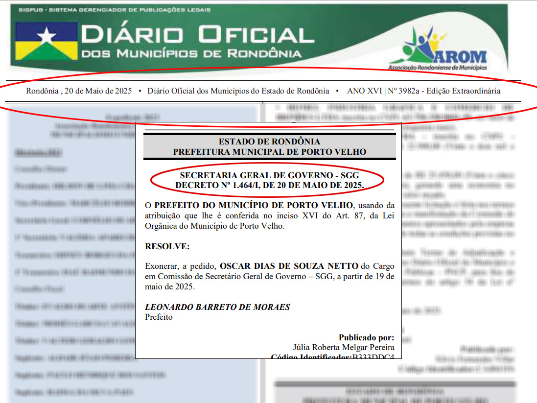 Oscar Neto é exonerado em edição extra do Diário Oficial; urgência na ...